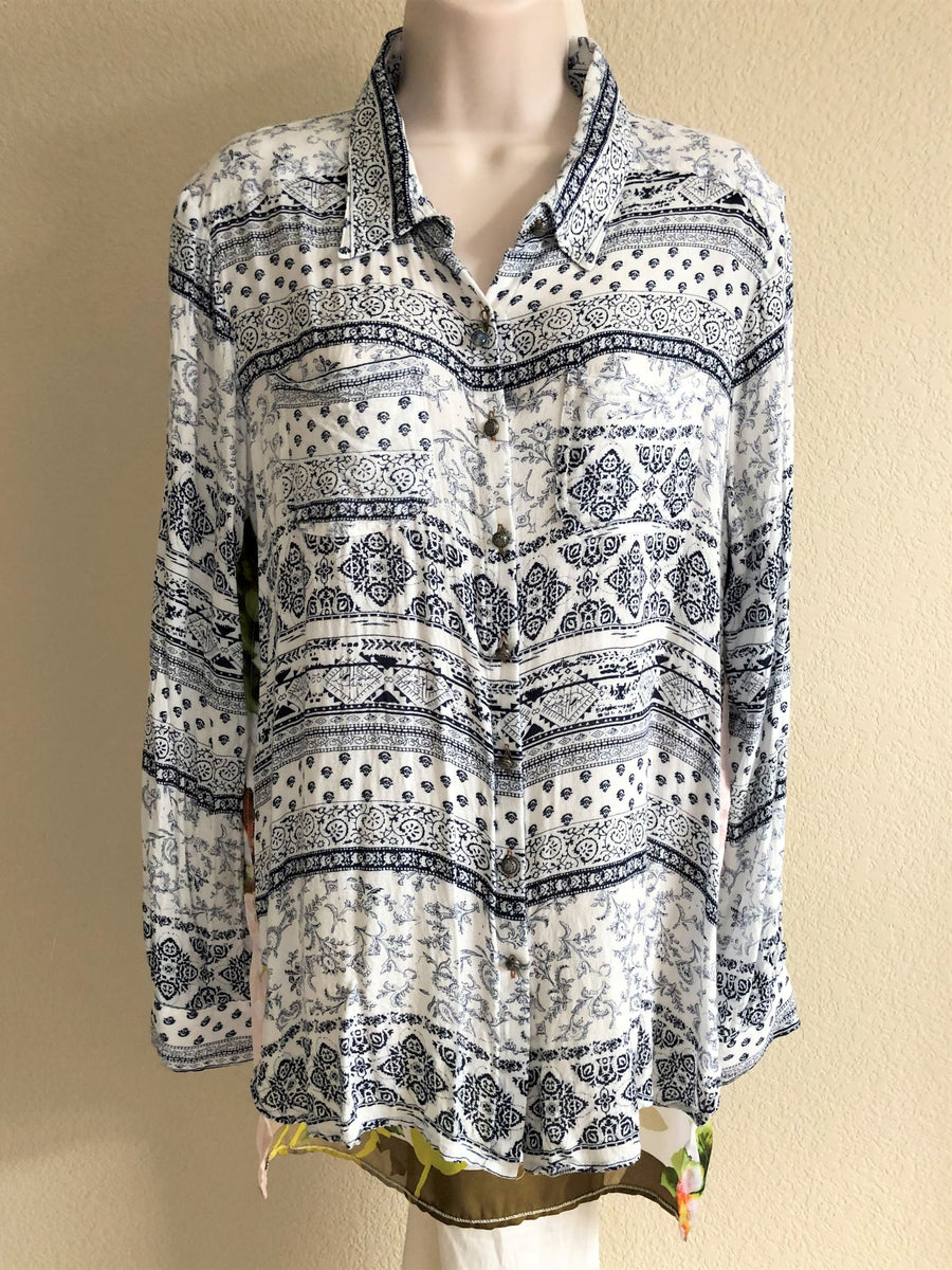 Aratta Silent Journey LARGE Mixed Print Floral Top – FABULUX